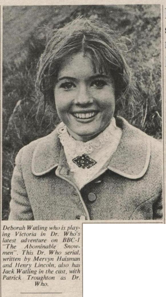 Deborah Watling who is playing Victoria - The Doctor Who Cuttings Archive