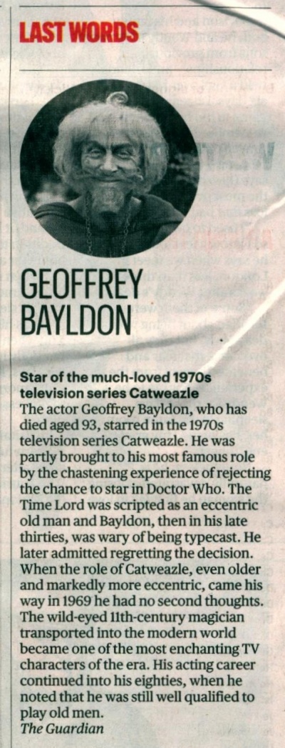 Geoffrey Bayldon - The Doctor Who Cuttings Archive
