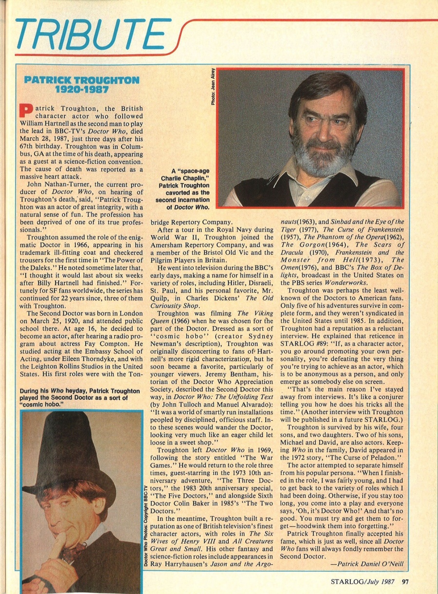 Patrick Troughton 1920-1987 - The Doctor Who Cuttings Archive