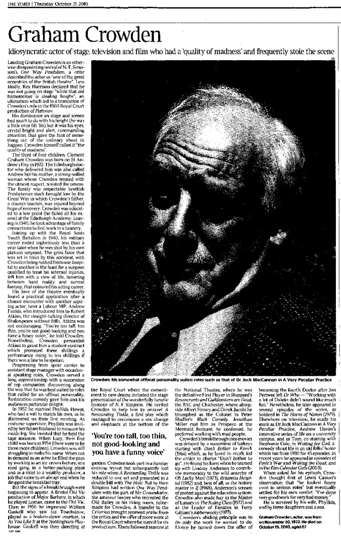 Graham Crowden - The Doctor Who Cuttings Archive